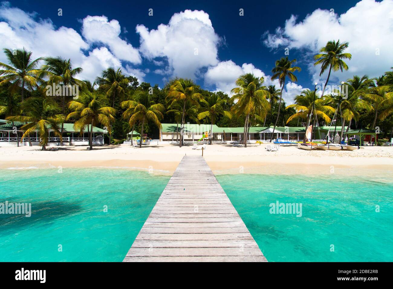 Beautiful paradise beach in tropical island of Guadeloupe Stock Photo ...