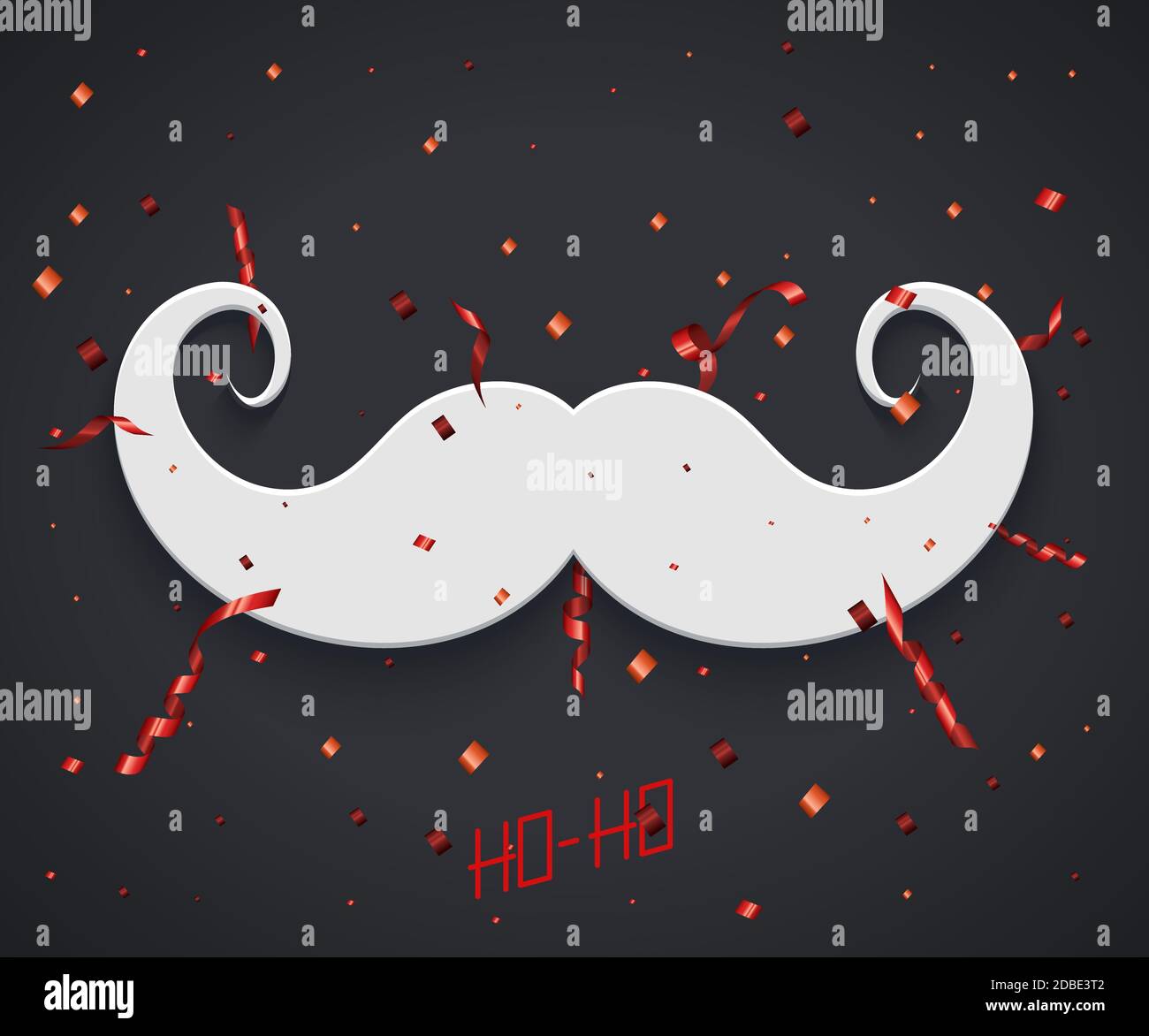 vector modern mustache santa icon and confetti glitter Stock Vector ...