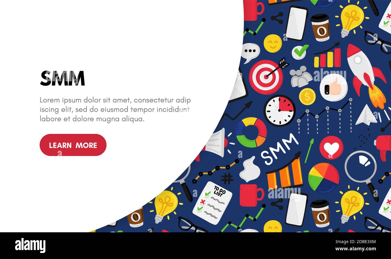 Vector background with smm elements. Social Media Marketing. Reach and ...