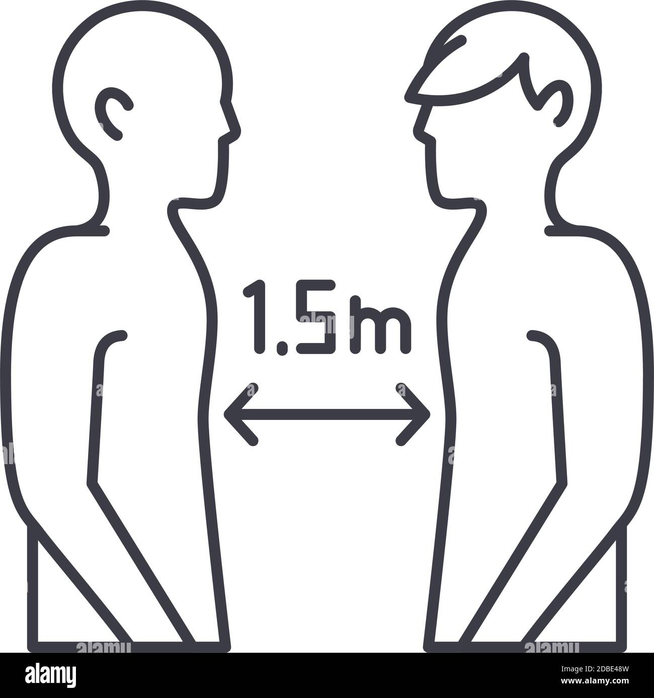 Keep distance icon, linear isolated illustration, thin line vector, web ...