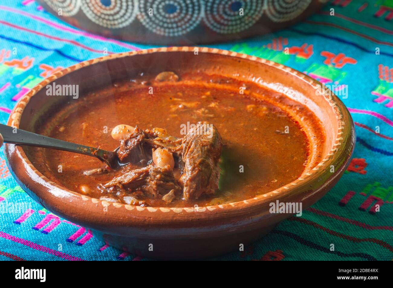 Traditional beef birria stew, Mexican food from Jalisco state. Served ...