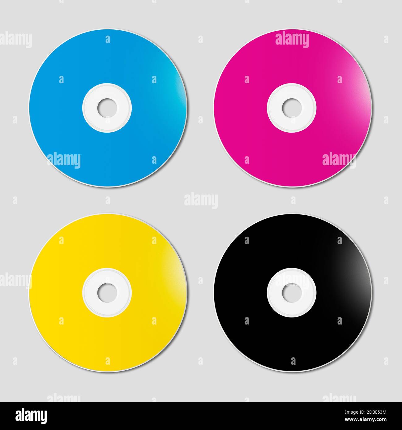 CMYK CD - DVD set isolated on grey background - mockup illustration ...
