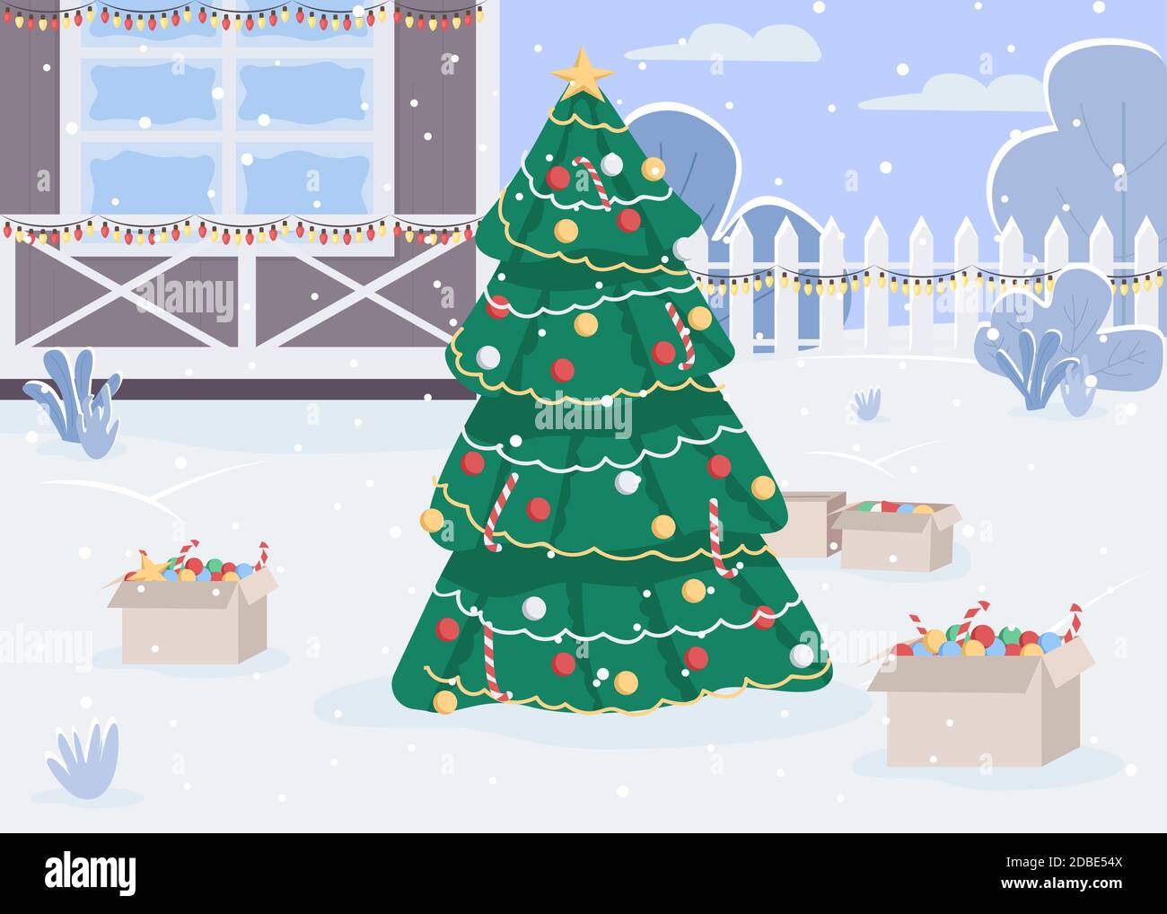 Christmas eve flat color vector illustration Stock Vector Image & Art ...