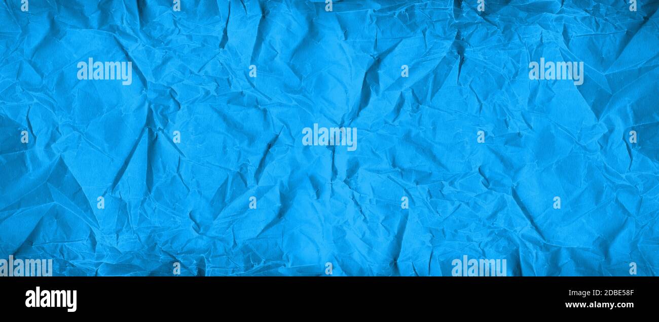 Old blue crumpled paper texture background. Wallpaper banner Stock ...