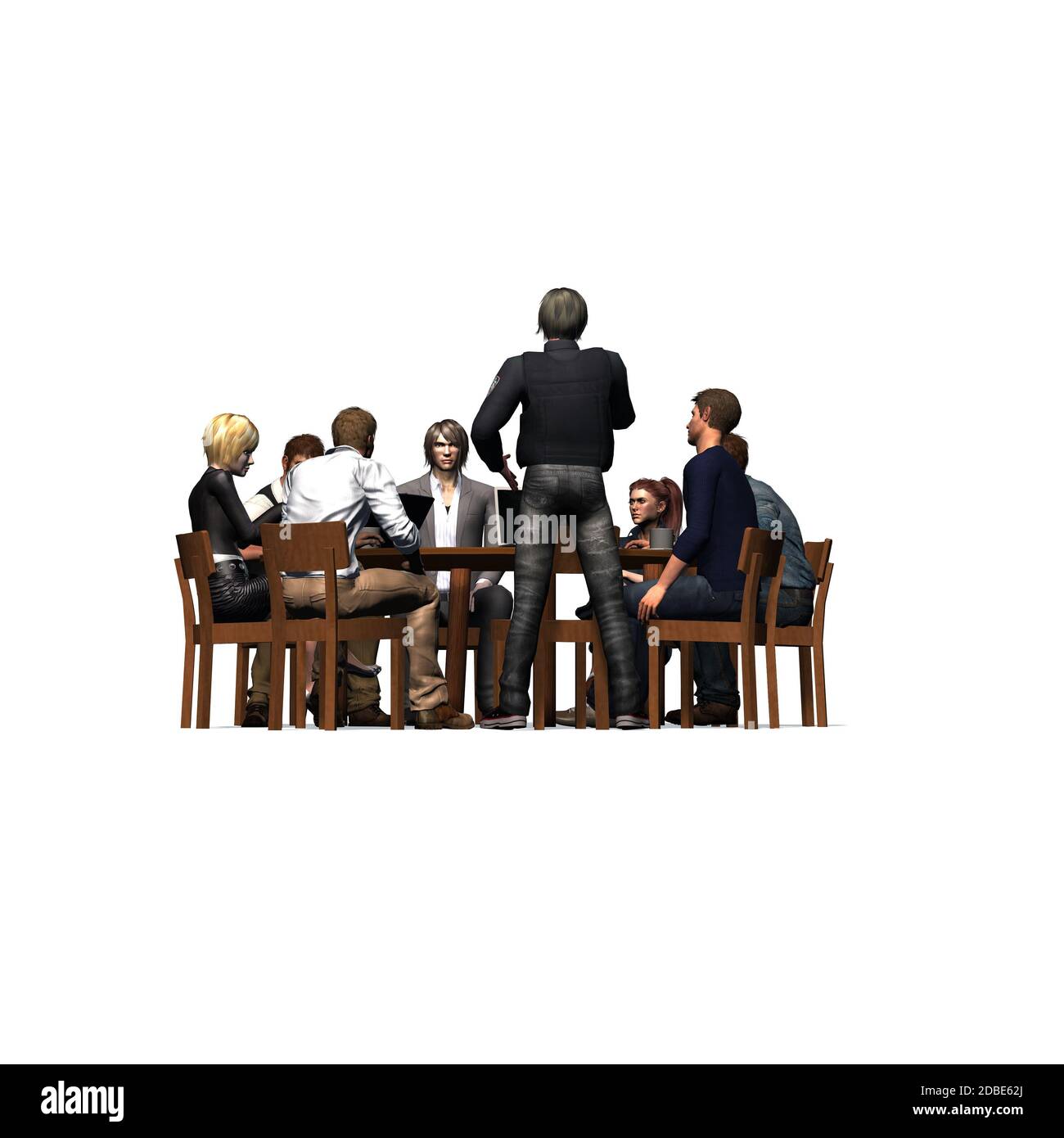 3d men sitting round table hi-res stock photography and images - Alamy