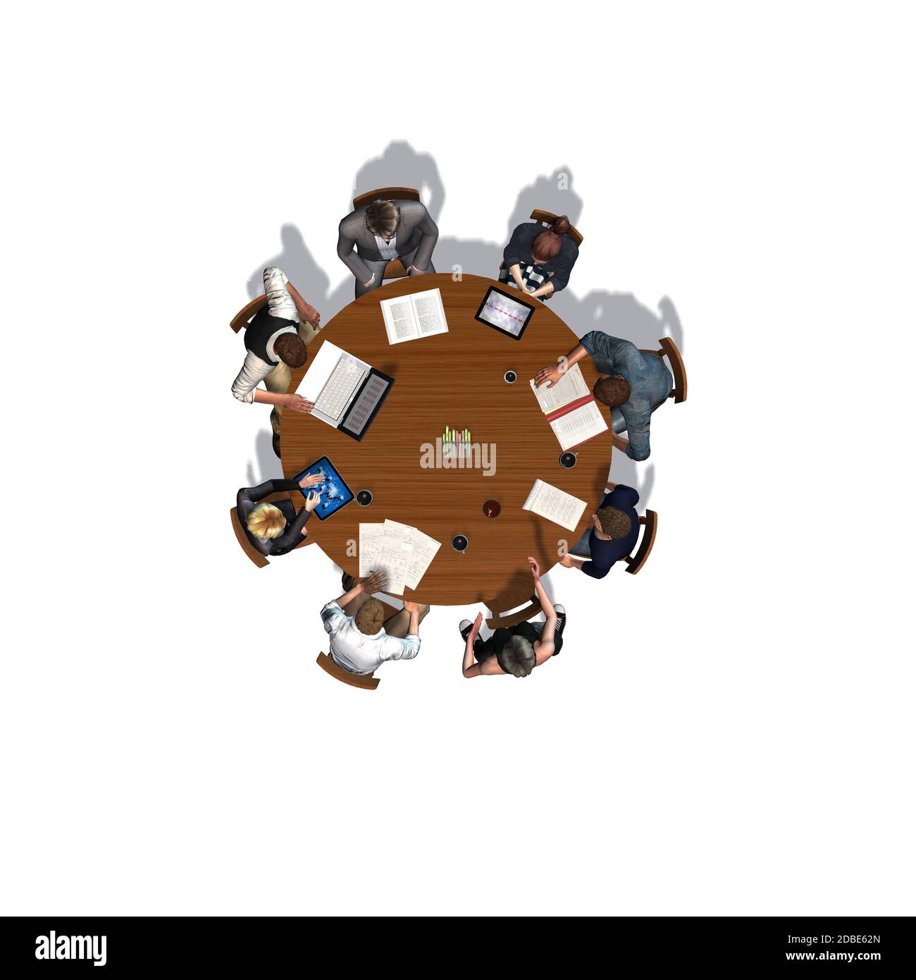 People sitting at a round table in a meeting - business Stock Photo - Alamy