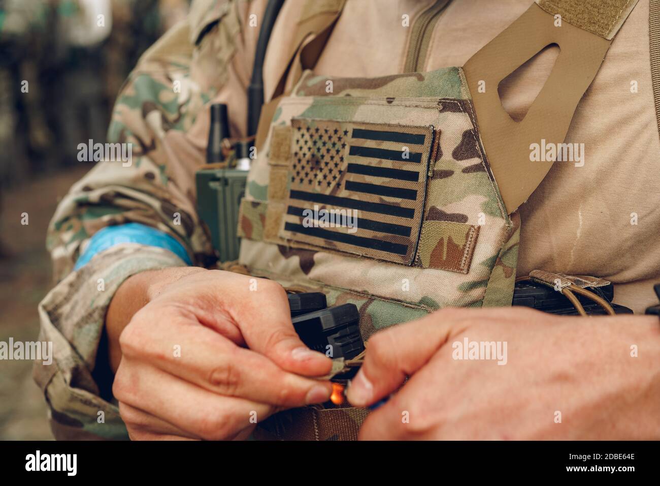 USA flag patch on military uniform of american soldier Stock Photo - Alamy