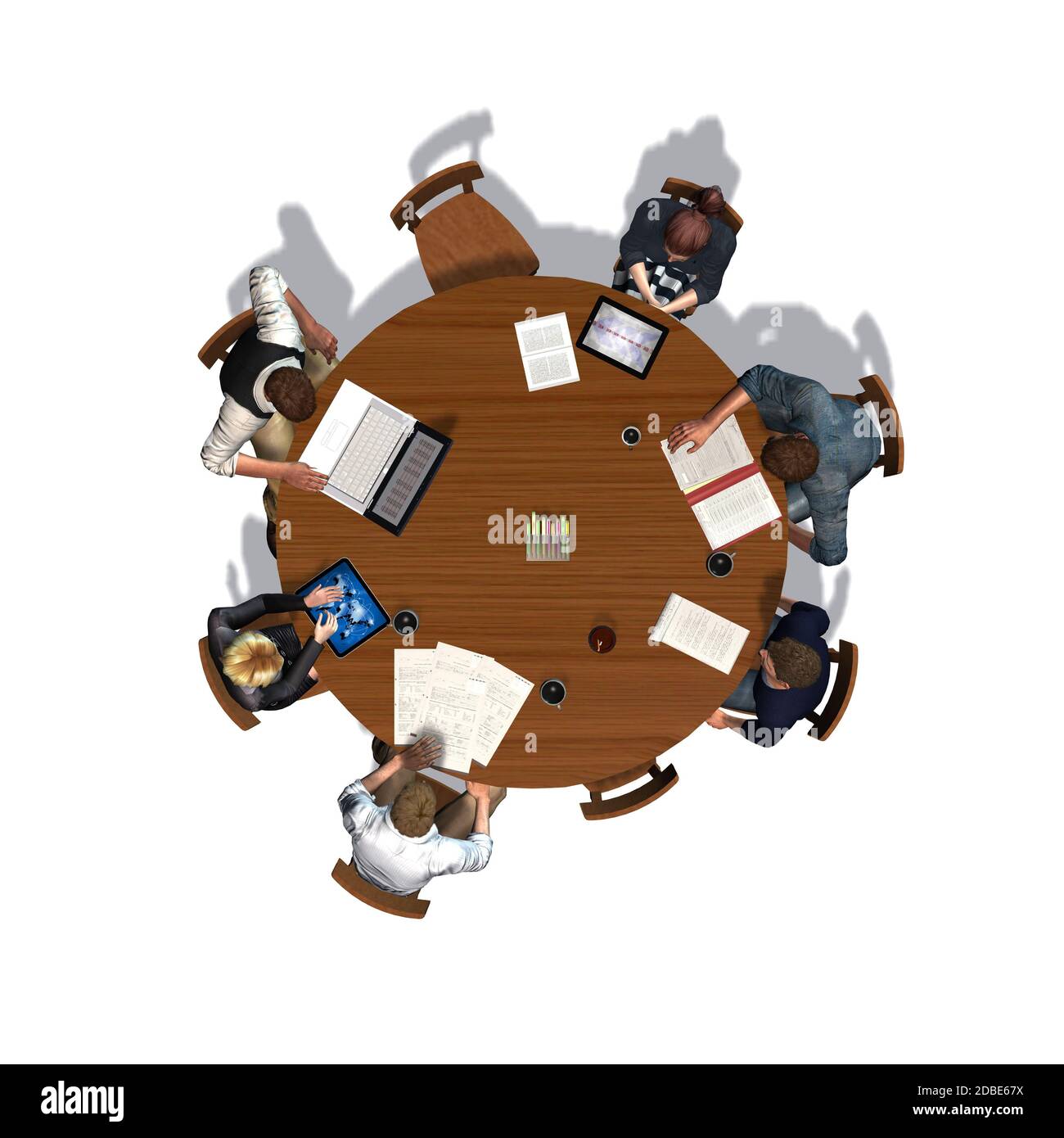 3d men sitting round table hi-res stock photography and images - Alamy