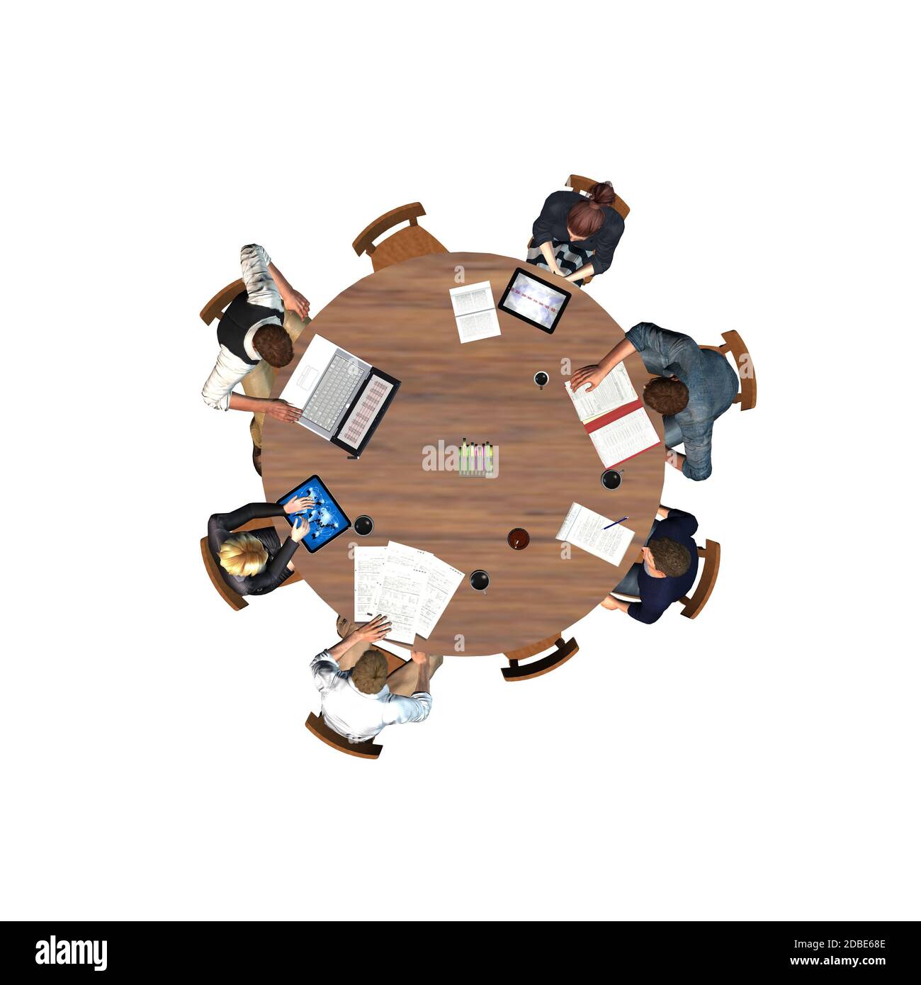 People sitting at a round table in a meeting - business Stock Photo - Alamy