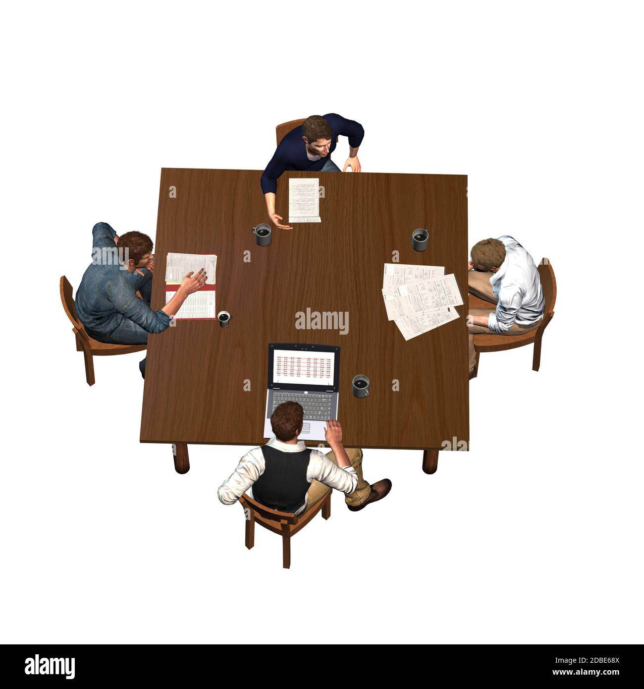 3d men sitting round table hi-res stock photography and images - Alamy