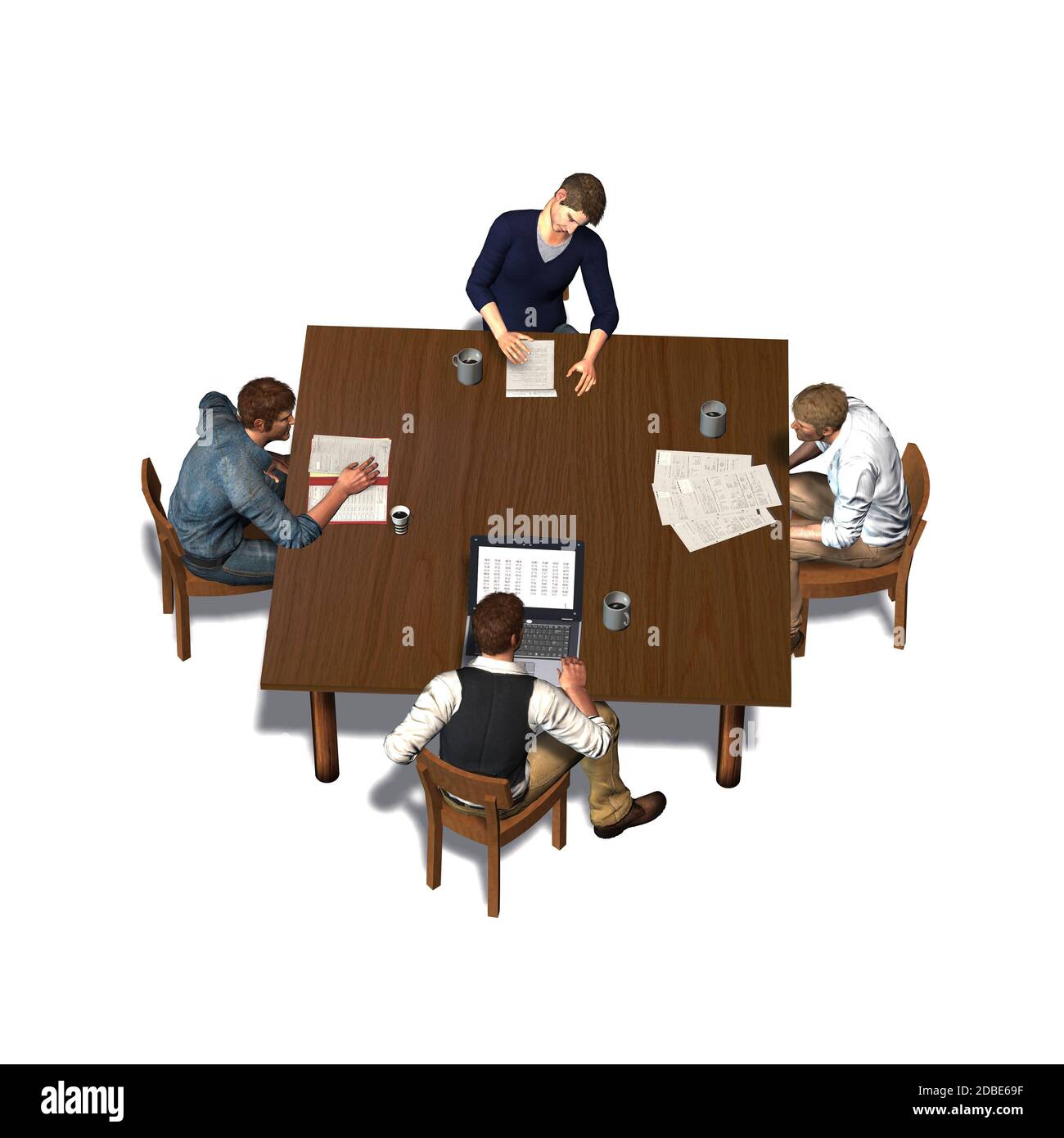 3d men sitting round table hi-res stock photography and images - Alamy