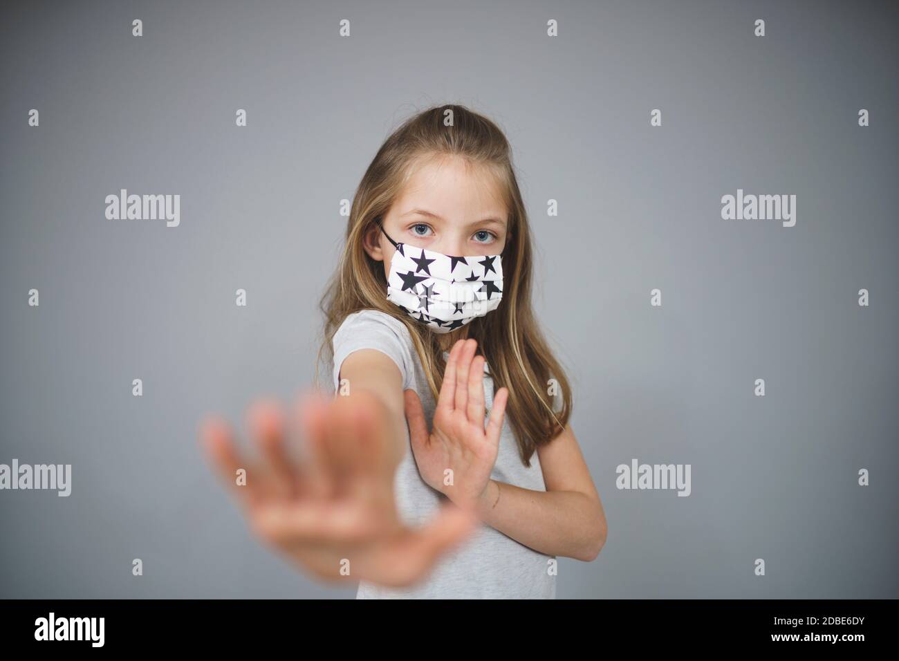 beautiful young girl with self-made mouth mask Stock Photo - Alamy