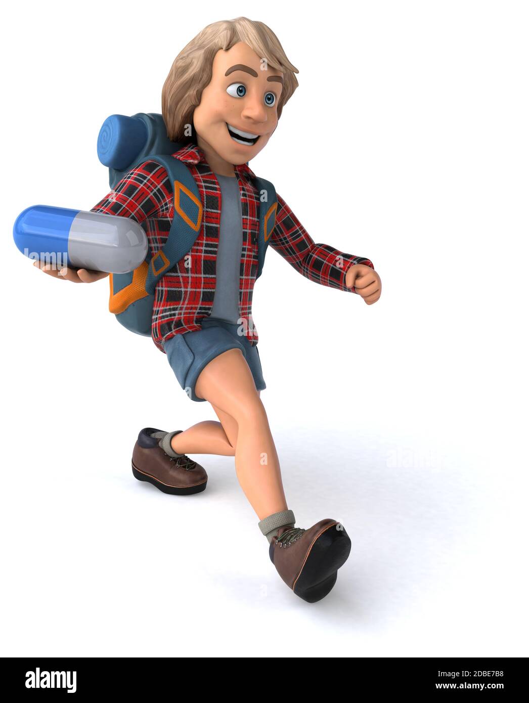 Fun backpacker cartoon guy Stock Photo - Alamy