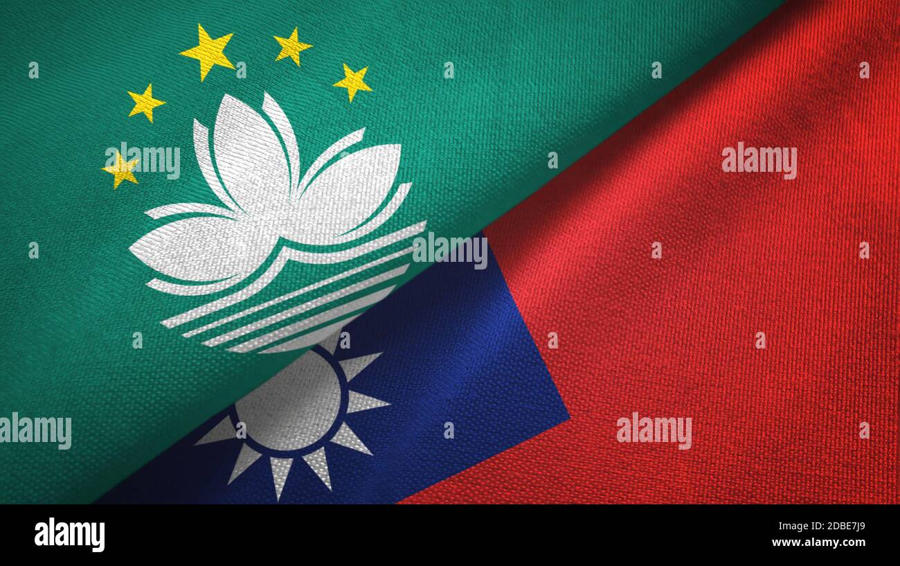 Macau and Taiwan two flags textile cloth, fabric texture Stock Photo ...