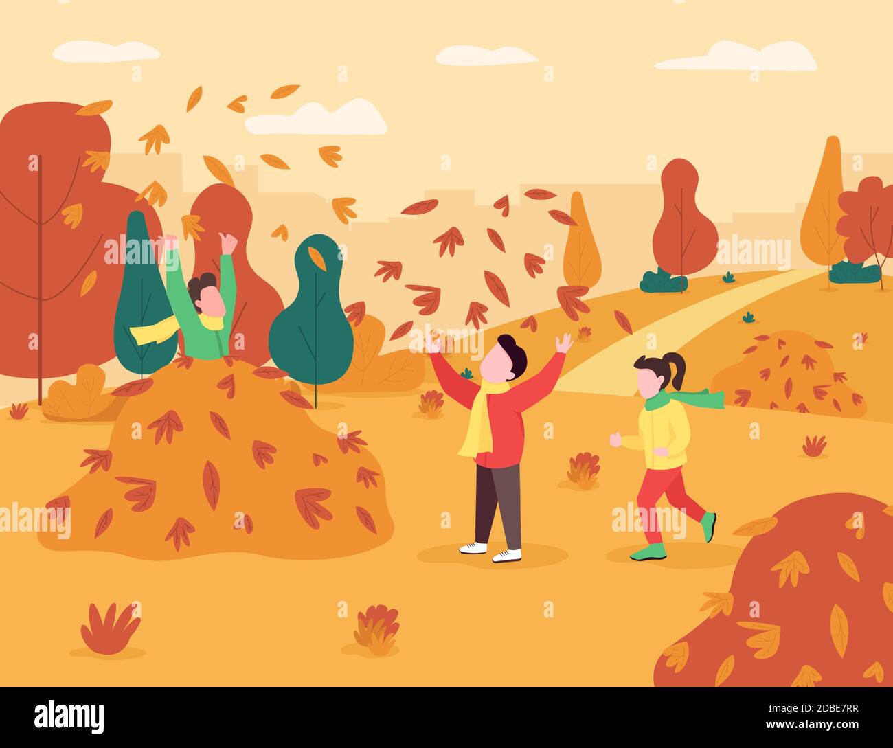 Cartoon Fall Leaf Pile