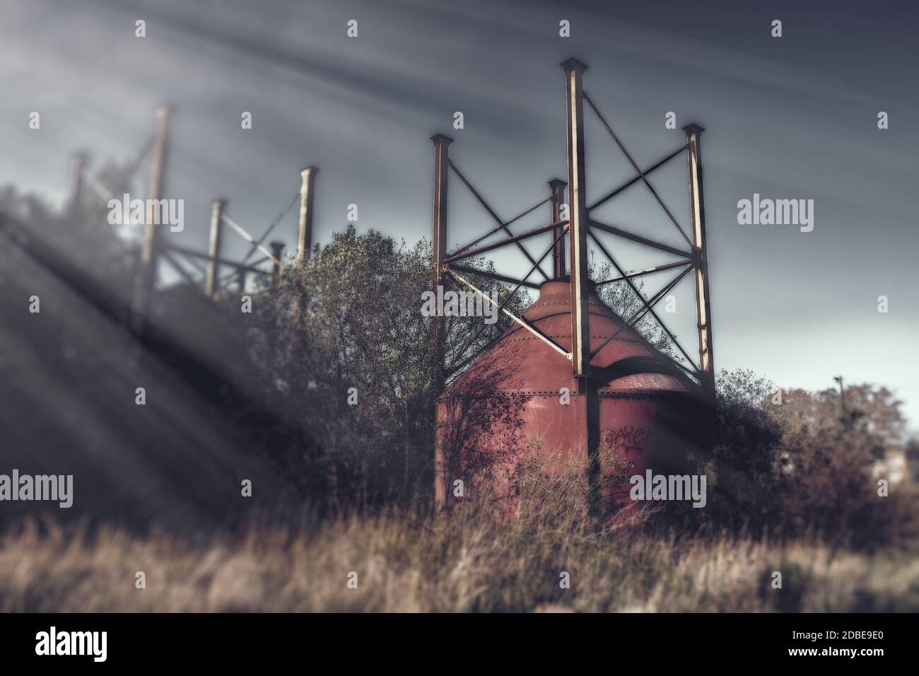 Refinery crude oil storage tanks at large, with the old rust and ...