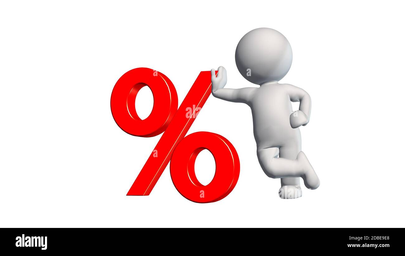 3D People with percent sign on white background Stock Photo - Alamy