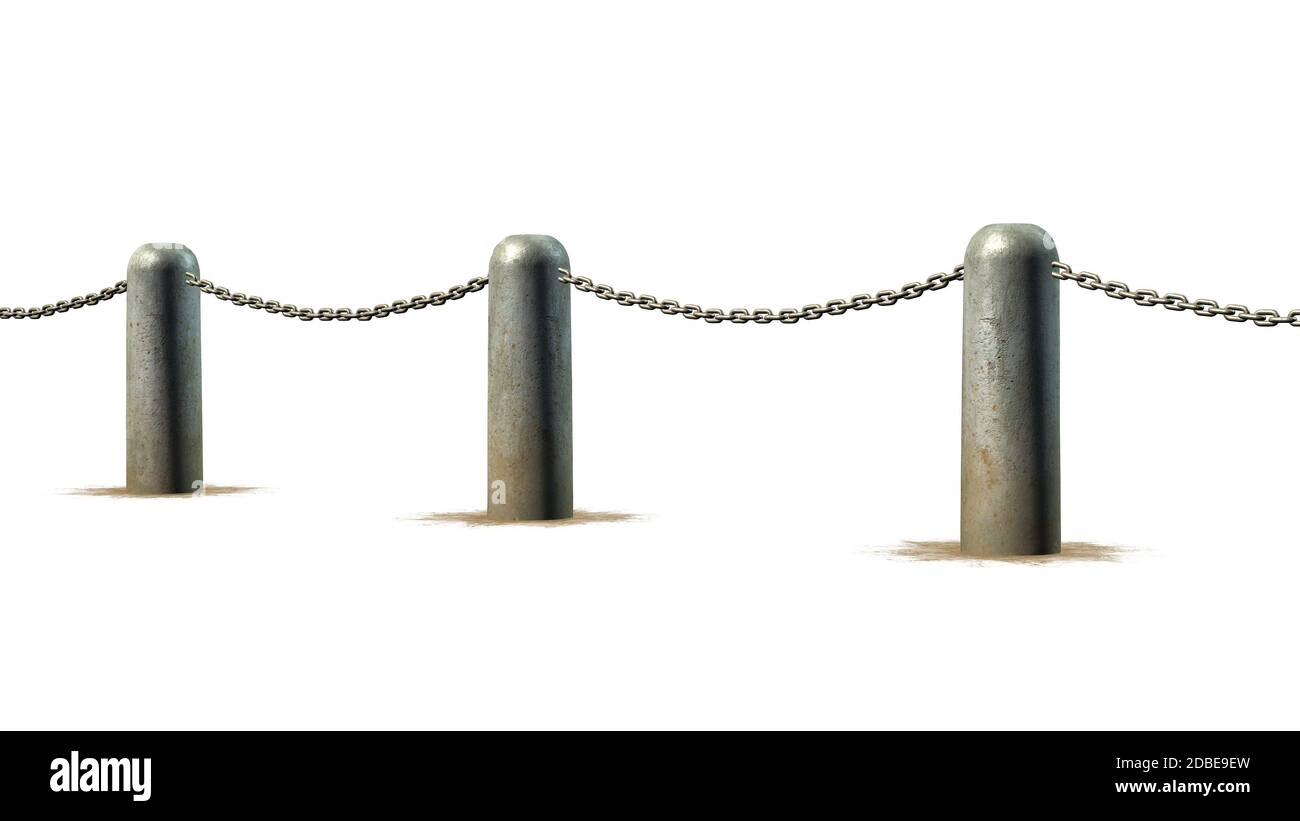 Chains blockade on white background Stock Photo - Alamy
