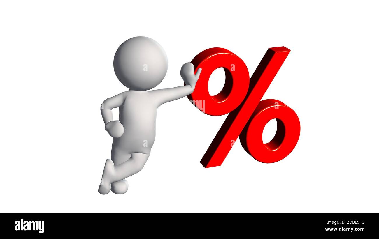 3D People with percent sign on white background Stock Photo - Alamy