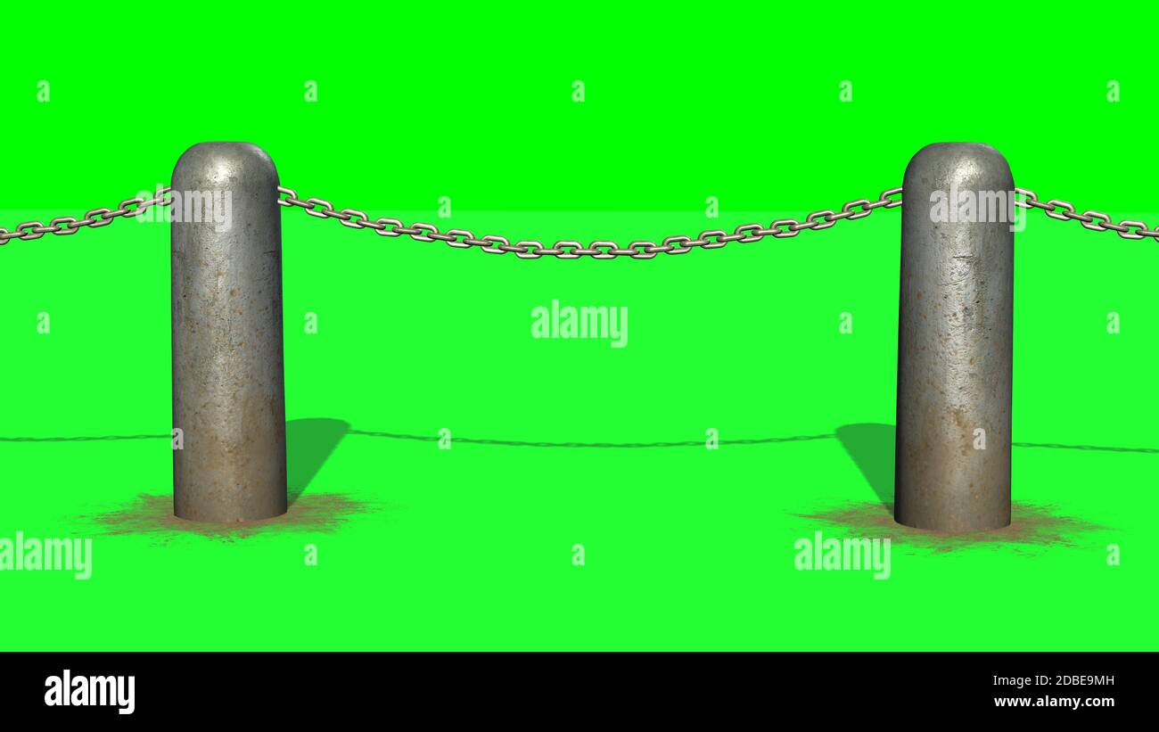Chains blockade on green screen Stock Photo - Alamy