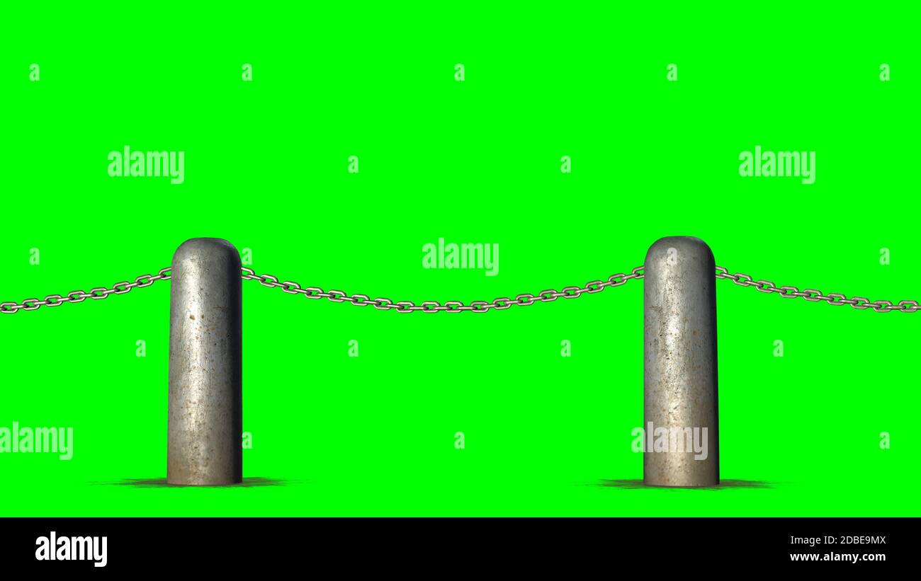 Chains blockade on green screen Stock Photo - Alamy