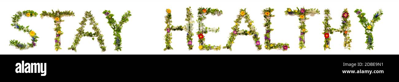 Flower, Branches And Blossom Letter Building English Word Stay Healthy ...