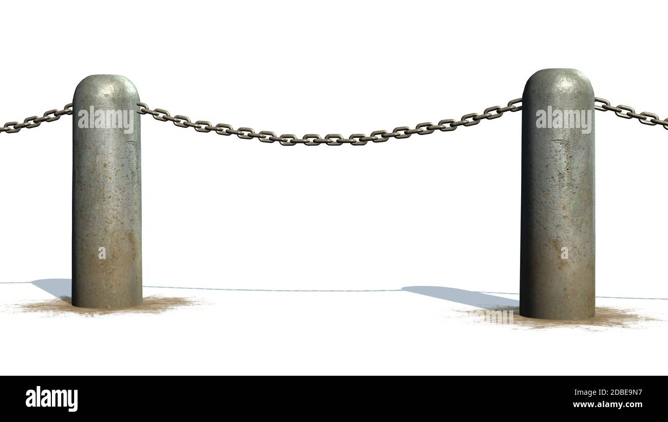 Chains blockade on white background Stock Photo - Alamy