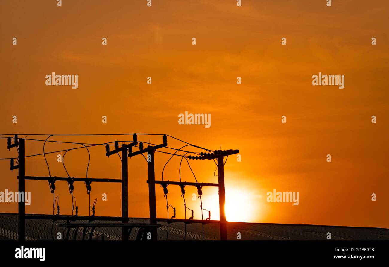 Three-phase electric power for transfer power by electrical grids. High ...