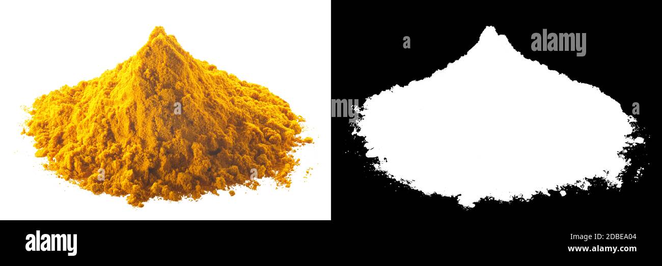 Pile of turmeric powder (ground dried rhizome of Curcuma longa ...