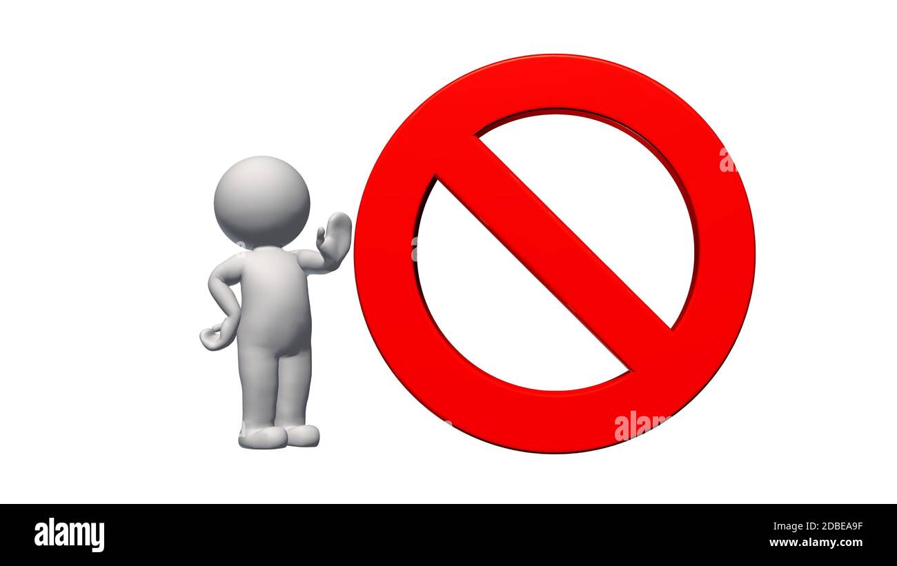 3D People with STOP sign on white background Stock Photo - Alamy