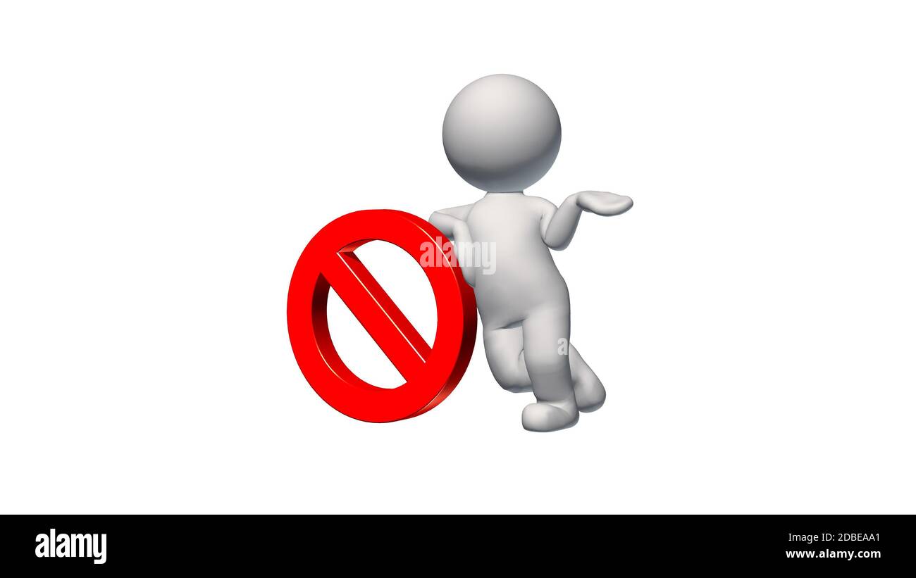 3D People with STOP sign on white background Stock Photo - Alamy