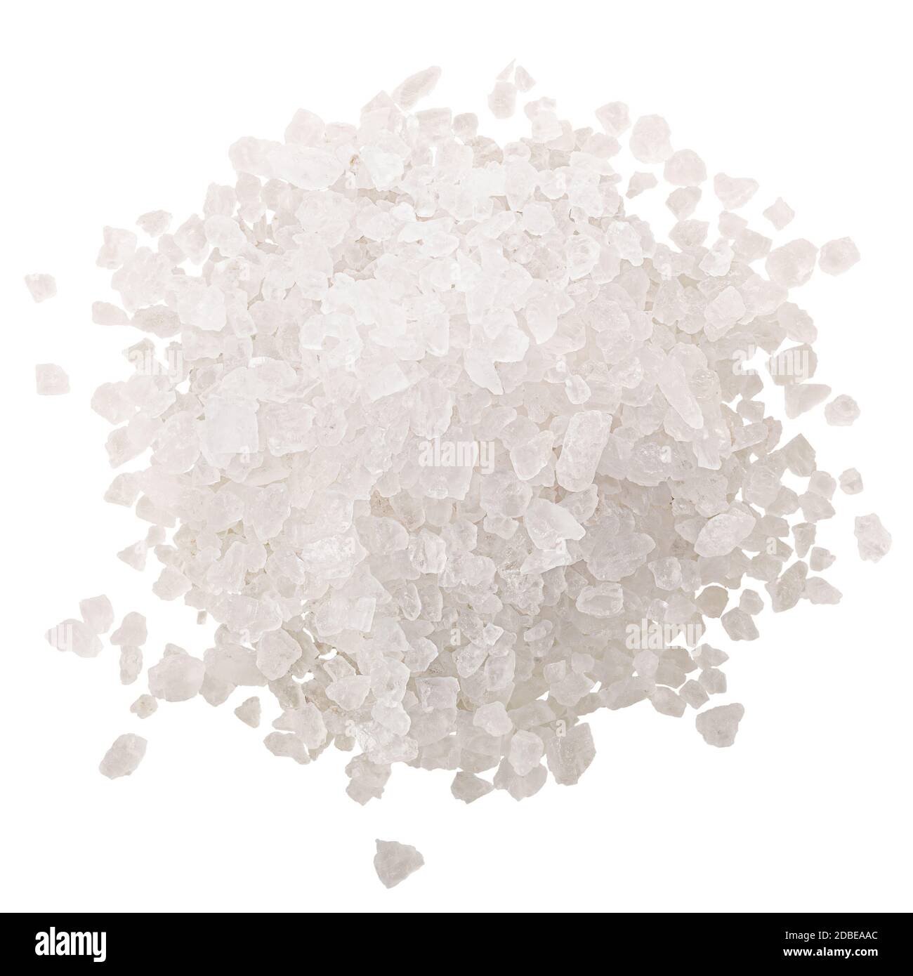 Pile of coarsely ground rock sea salt isolated, top view Stock Photo ...