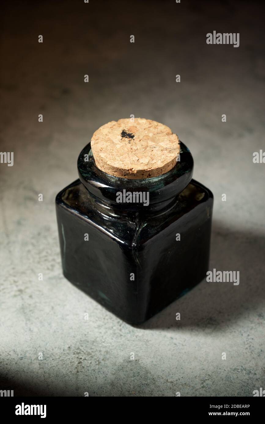 Inkwell for calligraphy on a table Stock Photo - Alamy