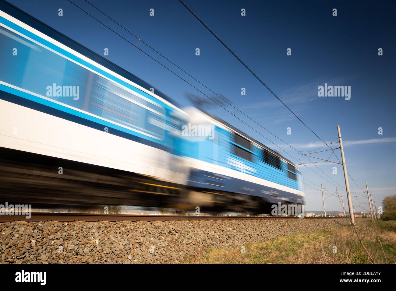 Public transport, Blurred train passing through the countryside Stock ...