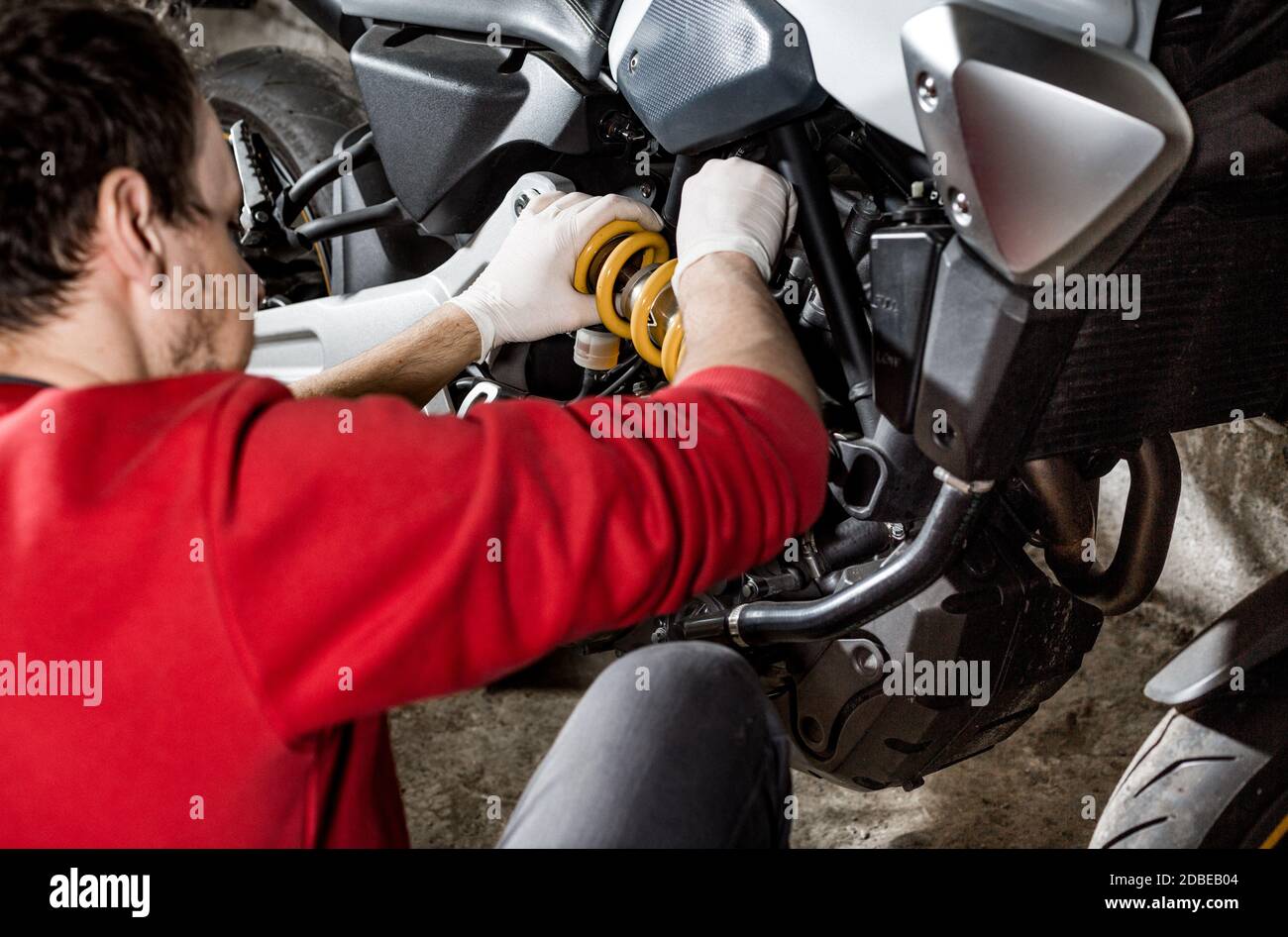 Motorcycle lift garage hi-res stock photography and images - Alamy