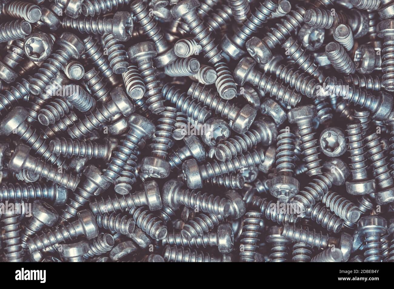 A huge arrenge of taping metal or iron screws, screws as a background ...