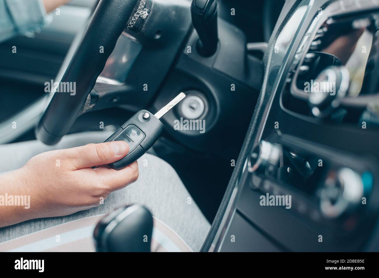 Woman starting car hi-res stock photography and images - Alamy