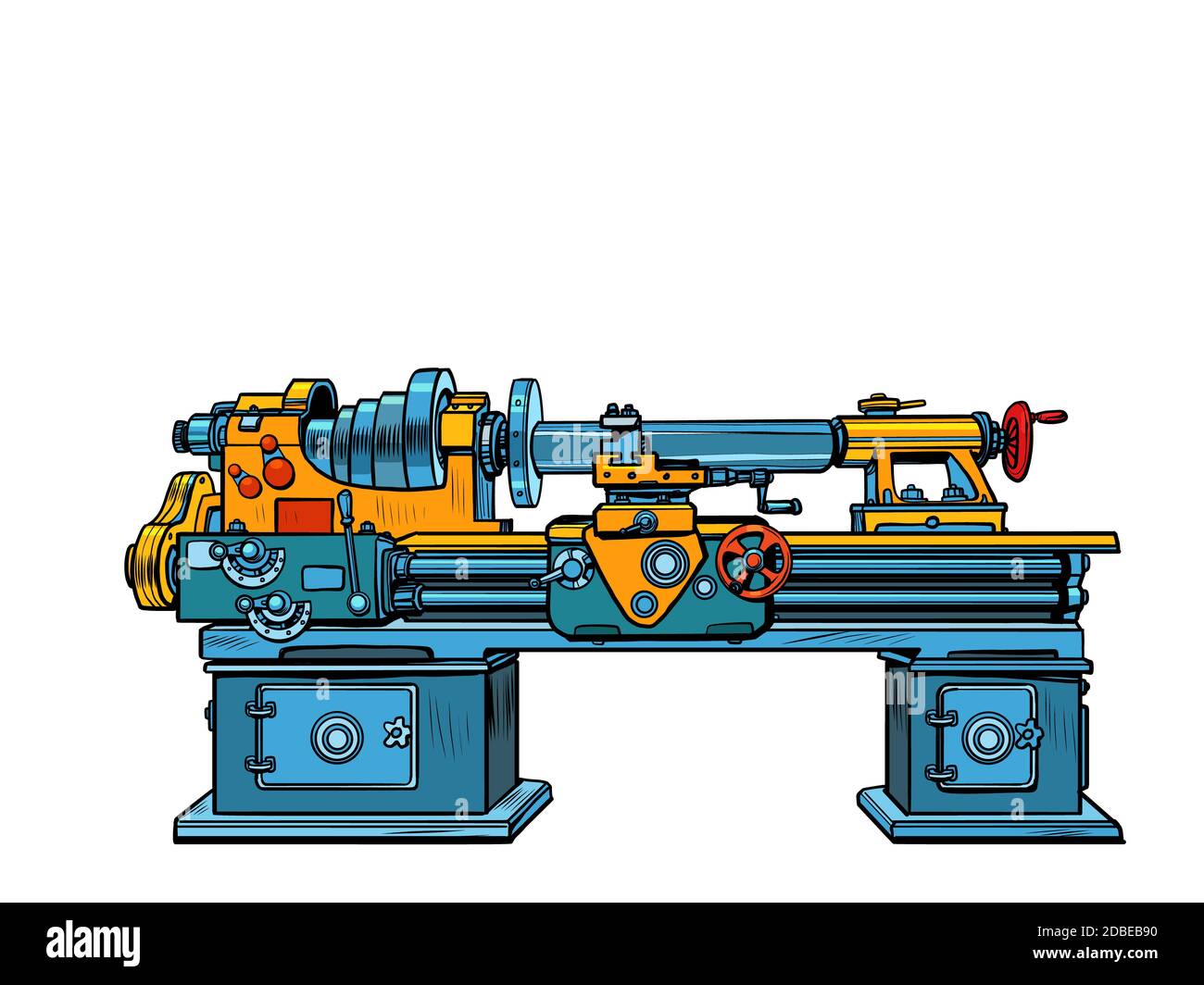 lathe, industrial mechanism apparatus machine. Pop art retro vector ...