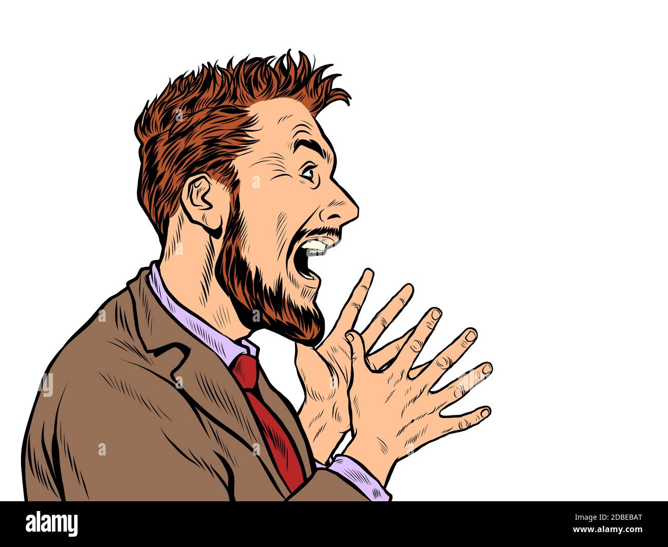Emotional man screaming. Pop art retro vector illustration vintage ...