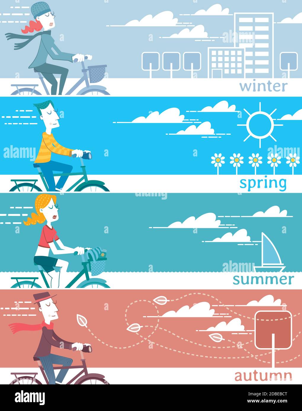 Four seasons cartoon illustration hi-res stock photography and images ...