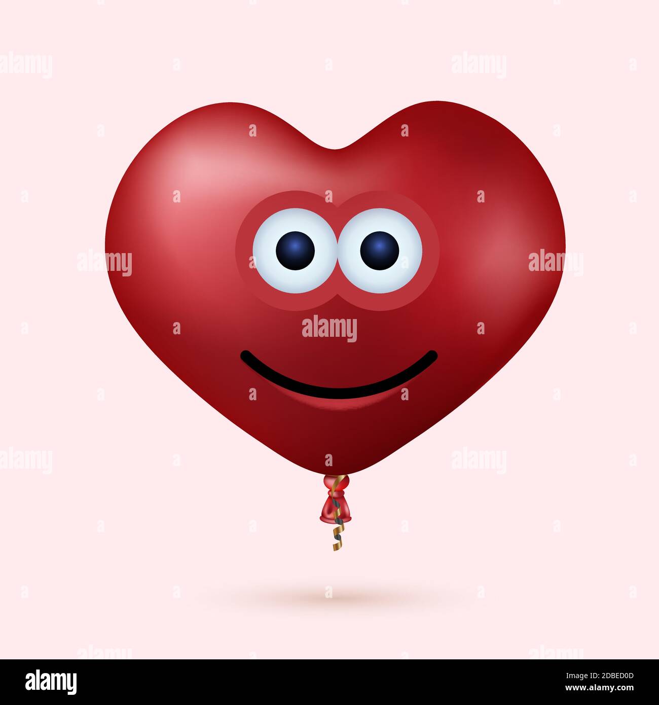 Vector modern red heart balloon face with ribbon Stock Vector Image ...