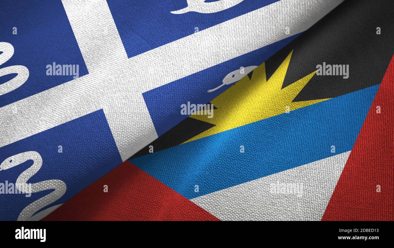 Martinique snake and Antigua and Barbuda two flags textile cloth ...
