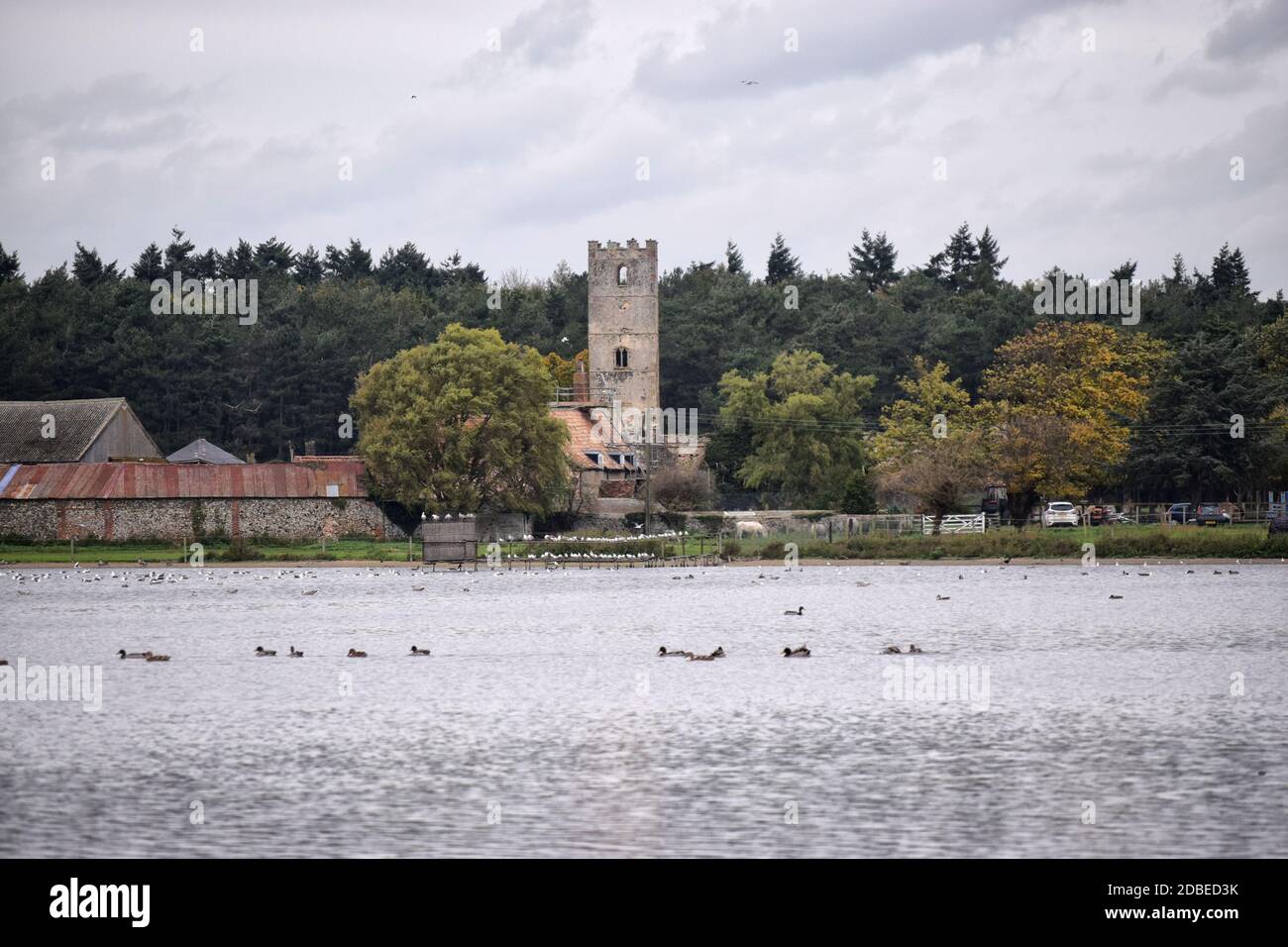 great livermere, mere and church Stock Photo - Alamy