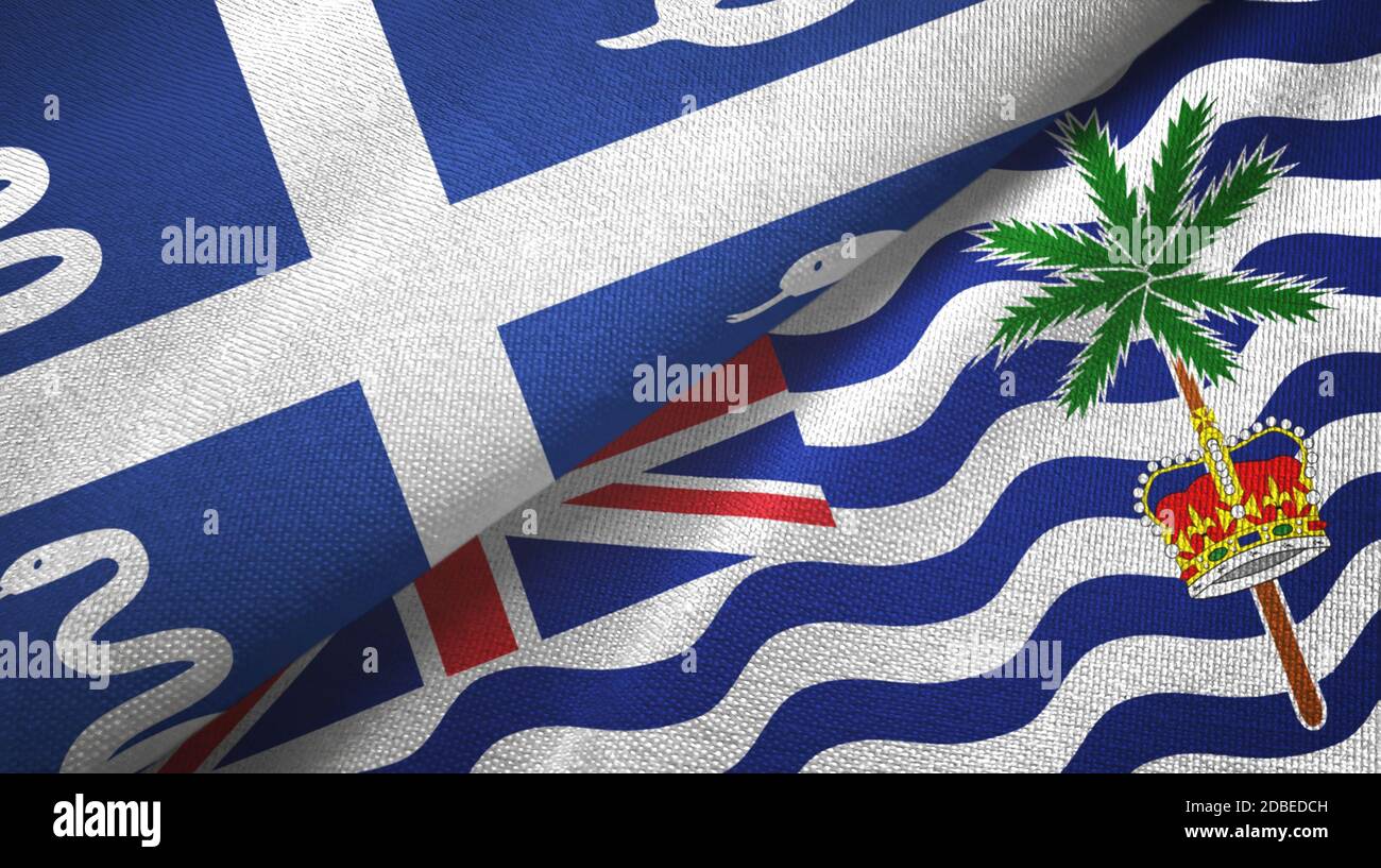 Martinique snake and British Indian Territory two flags textile cloth ...