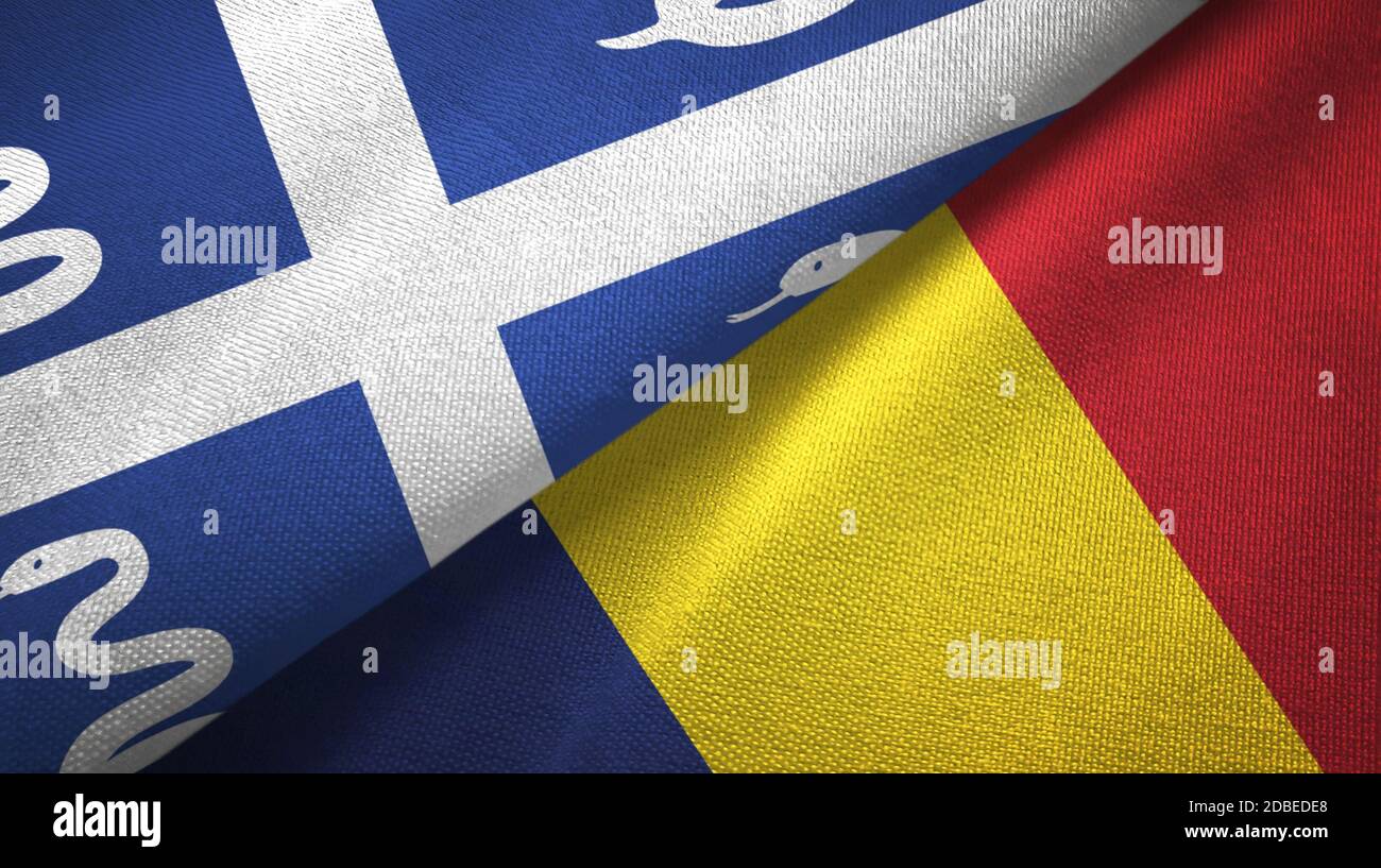 Martinique snake and Chad two flags textile cloth, fabric texture Stock ...