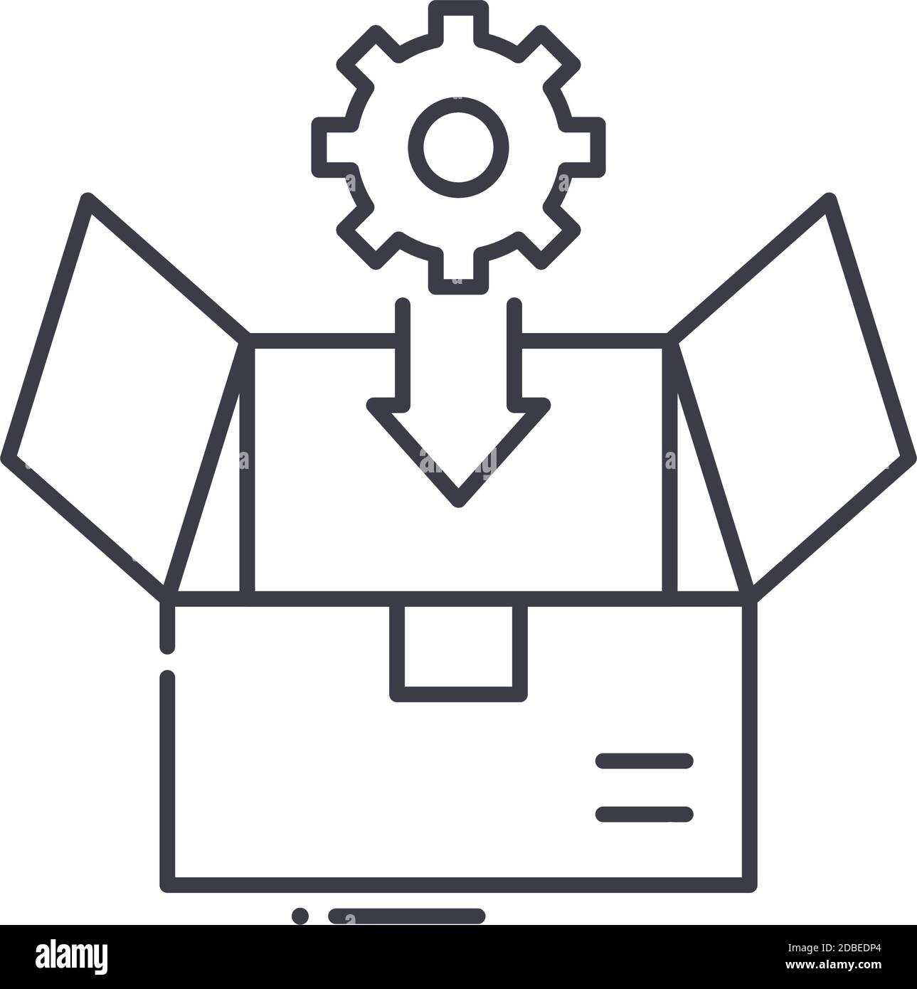 Production box icon, linear isolated illustration, thin line vector ...