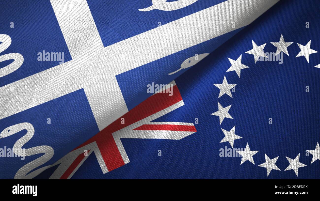 Martinique snake and Cook Islands two flags textile cloth, fabric ...