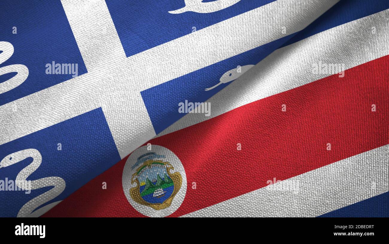 Martinique snake and Costa Rica two flags textile cloth, fabric texture ...