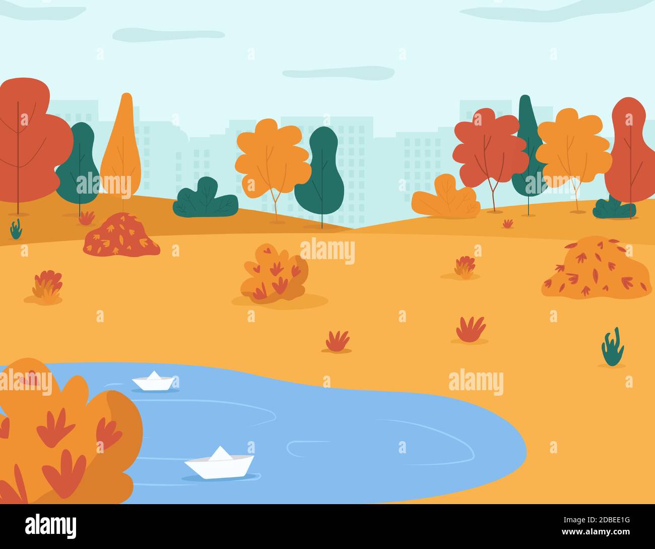 Autumn park semi flat vector illustration Stock Vector Image & Art - Alamy