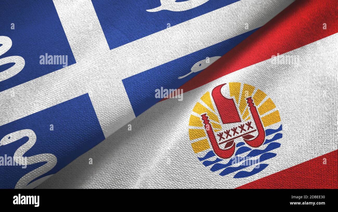 Martinique snake and French Polynesia two flags textile cloth, fabric ...
